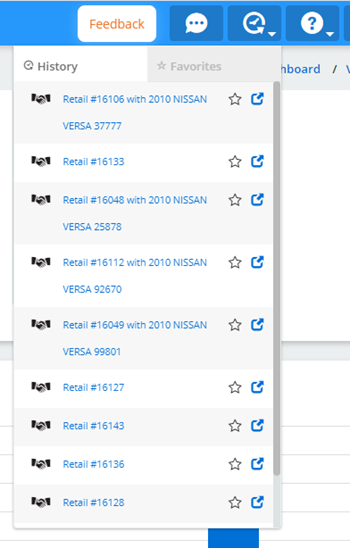 Opening Recently Viewed Items