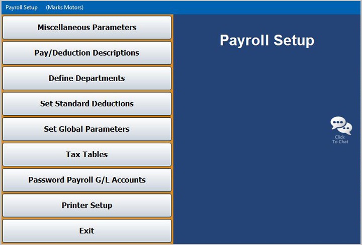 Entering Payroll Setup
