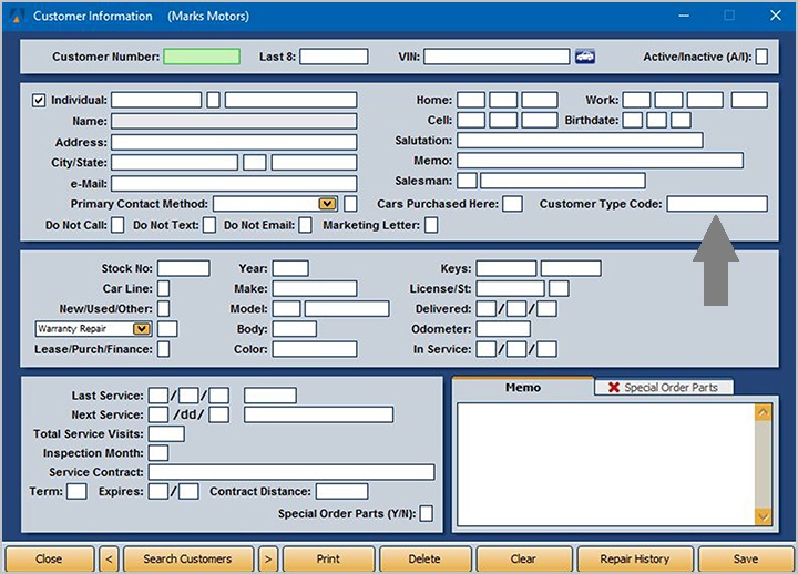 Managing Customers Using Customer Type Codes