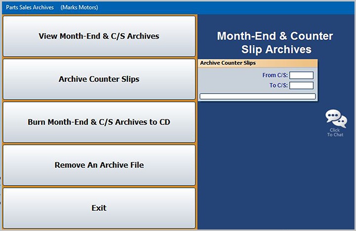 Archiving Parts Counter Slips