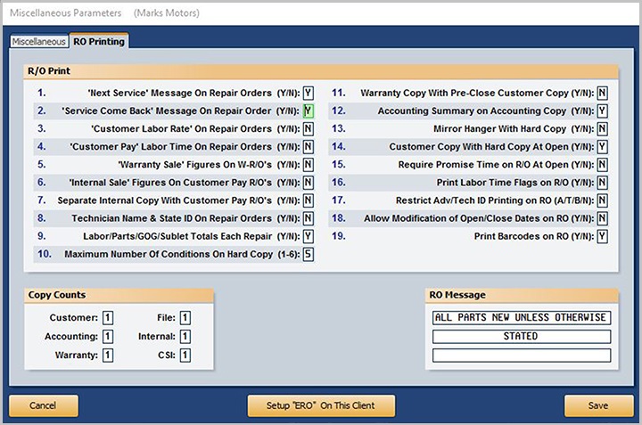 Entering Miscellaneous Payroll Parameters