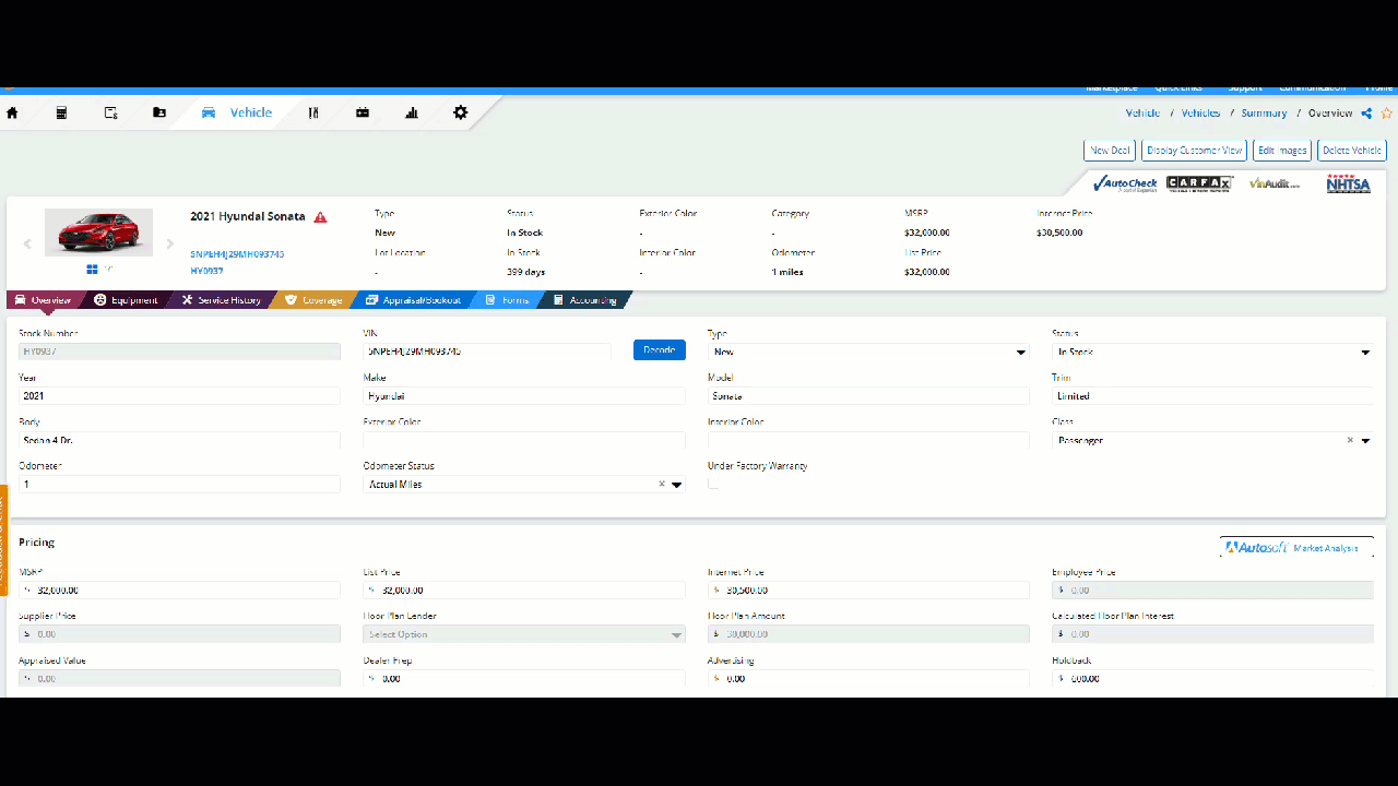Performing a Bookout on an Inventory Vehicle