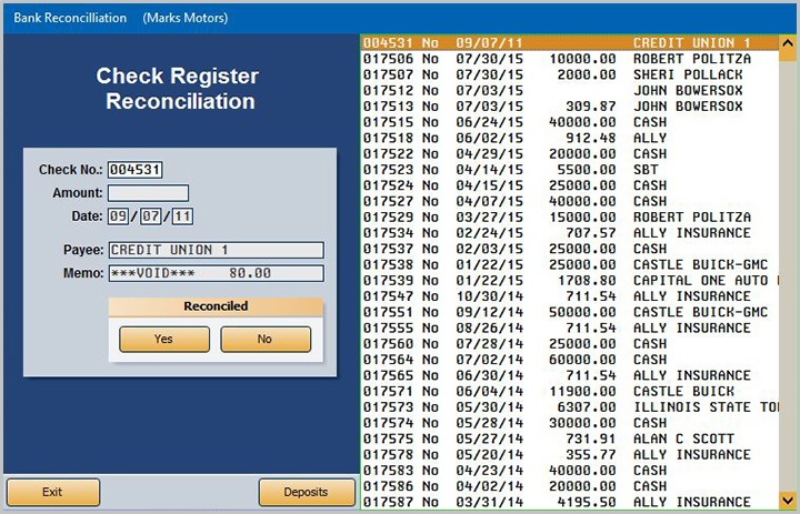 Reconciling Deposits