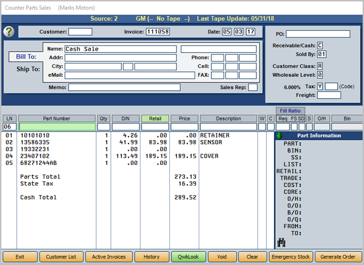 Voiding a Counter Slip