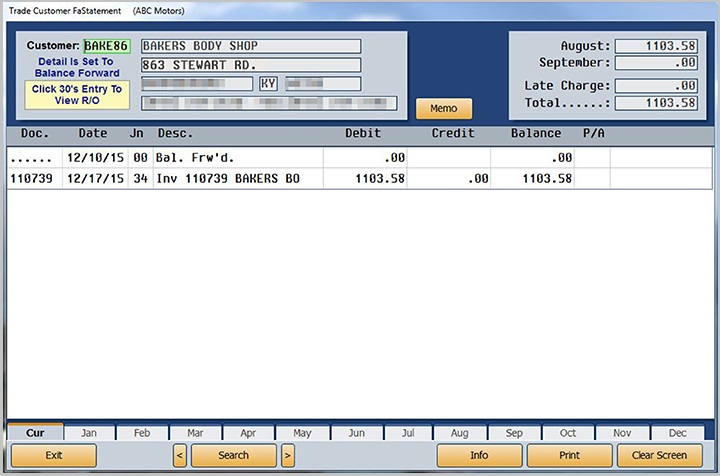 Viewing Customer Information from the FaStatement Screen