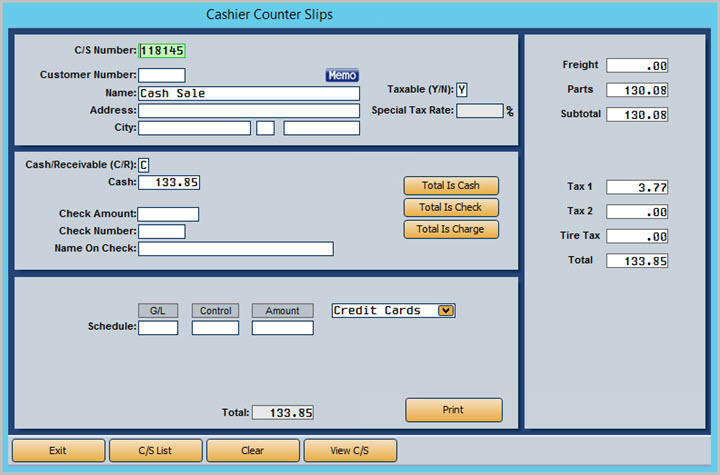 Viewing and Printing a Counter Slip from Cashier