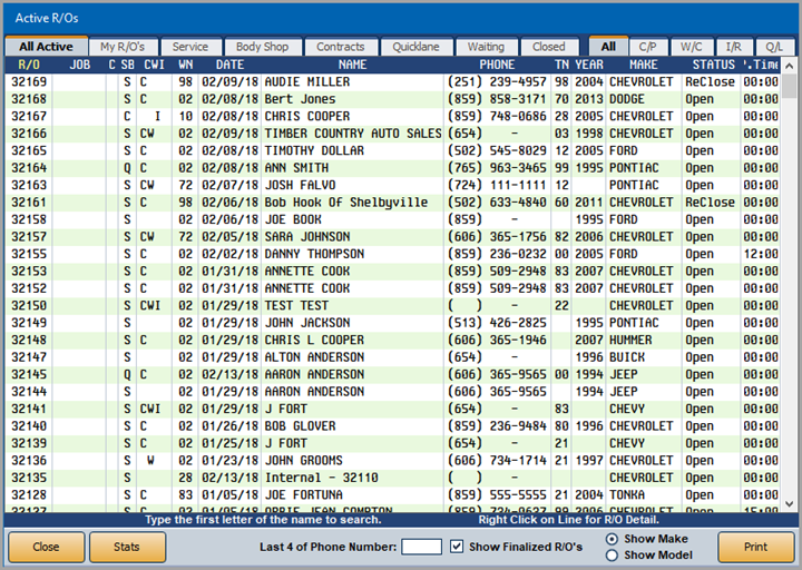 Sorting the Active RO List