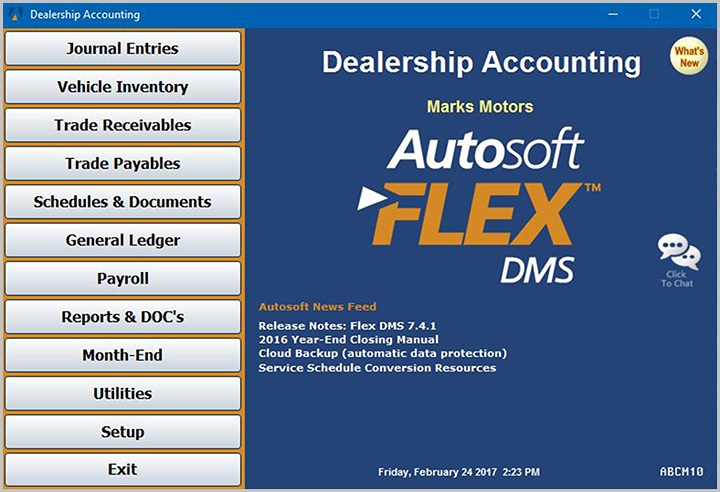 Understanding the Dealership Accounting Main Menu