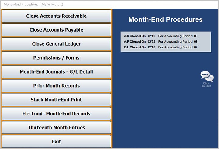 Understanding the Month-End Procedures Menu