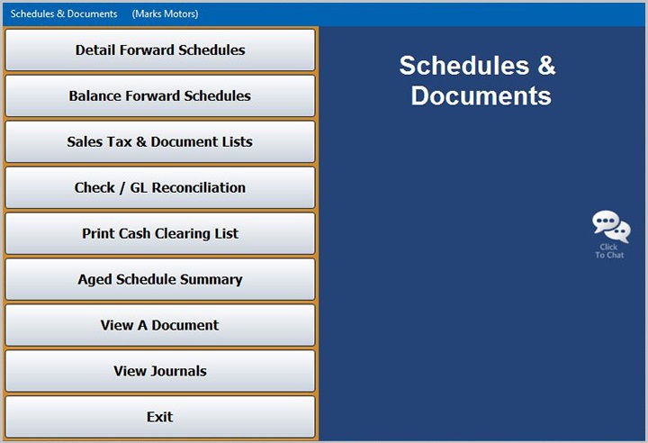 Understanding the Schedules & Documents Menu