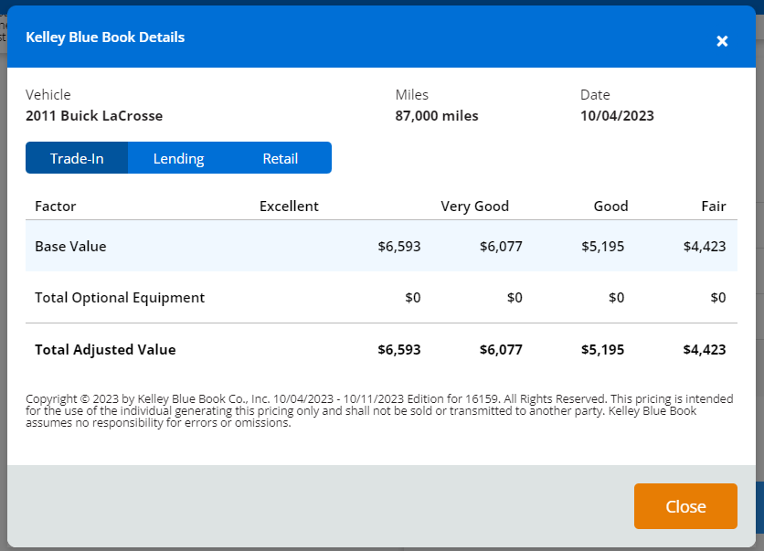 Performing a Bookout on a Customer Vehicle