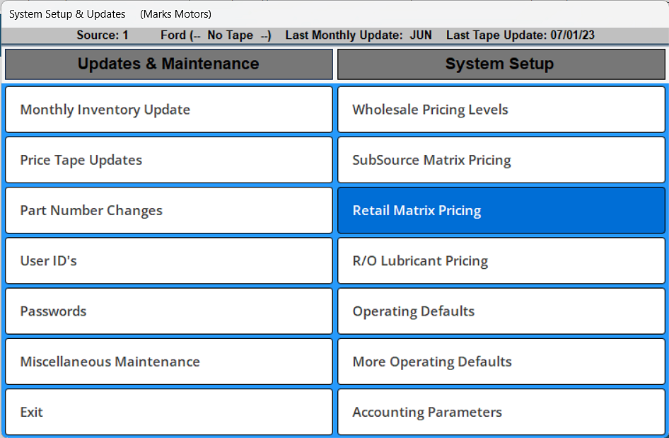 Adding a Retail Matrix Pricing Level