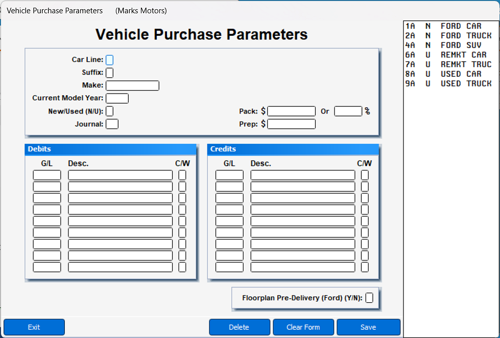Editing an Existing Car Line