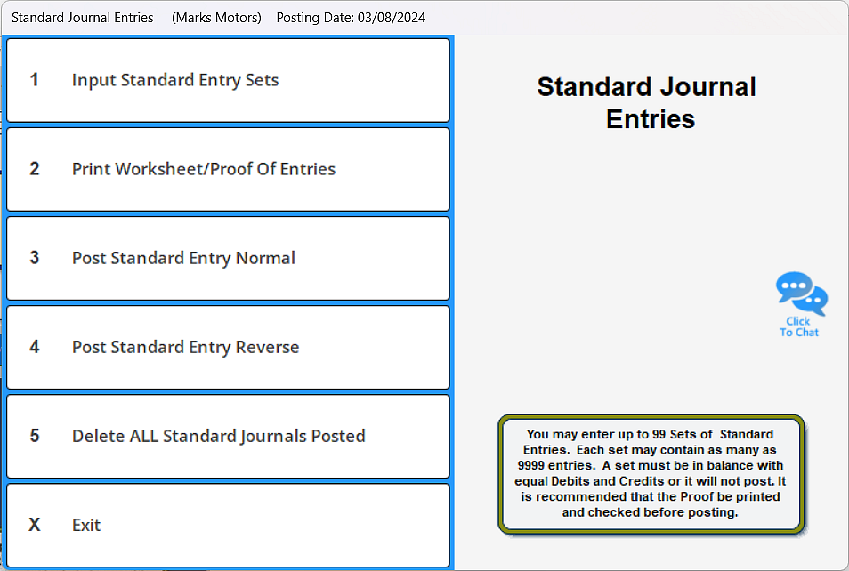 Posting Normal Standard Entry Sets