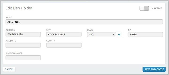 Editing Trade Lien Holders